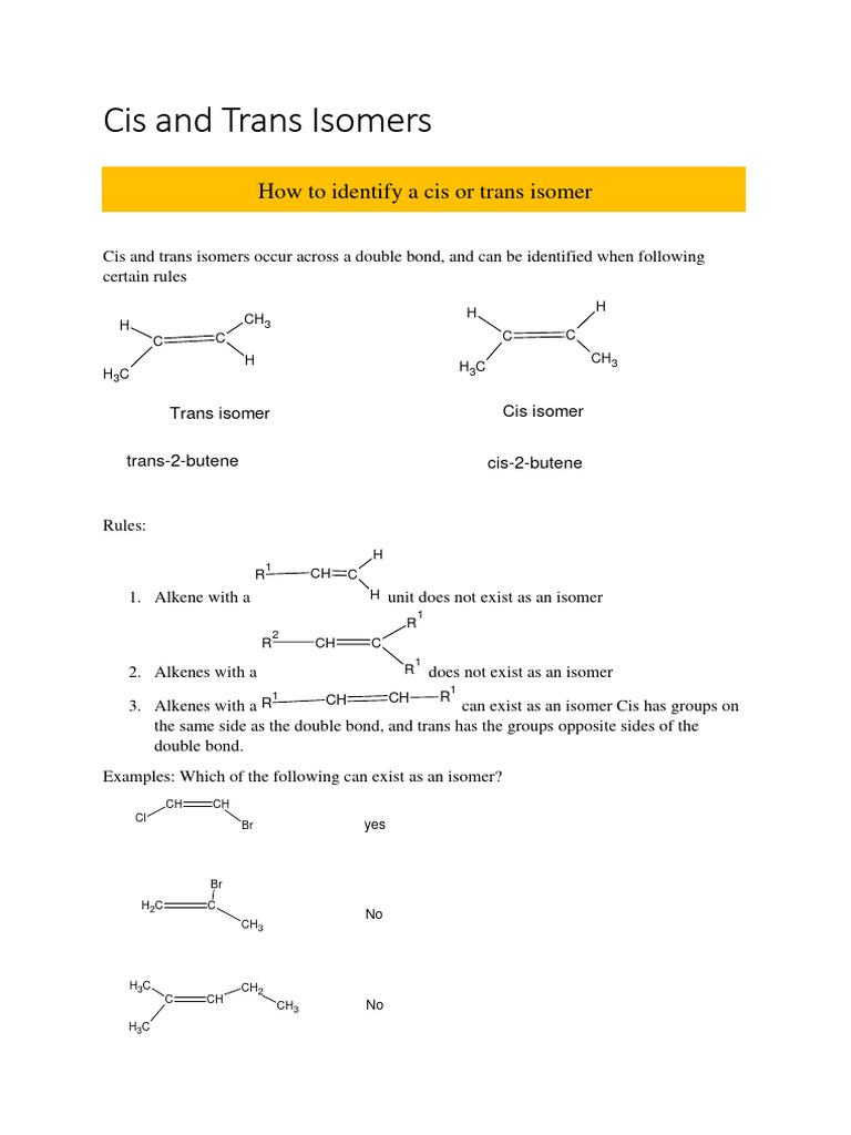 Cis And Trans Isomers Pdf Alkene Inorganic Chemistry