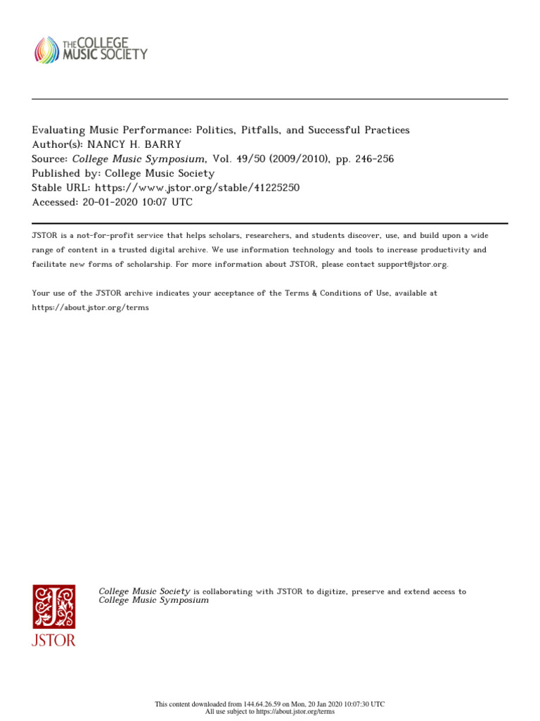 Music Performance Evaluation Insights | PDF | Rubric (Academic ...