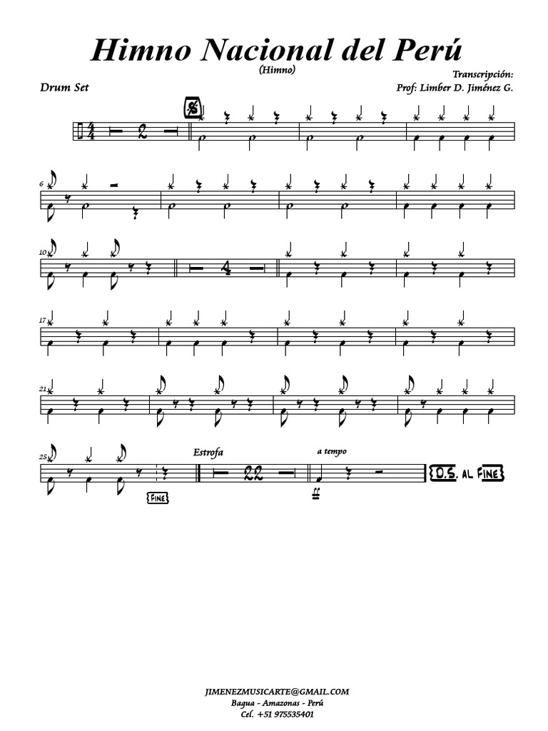 Himno Nacional Del Peru - Drum Set | PDF