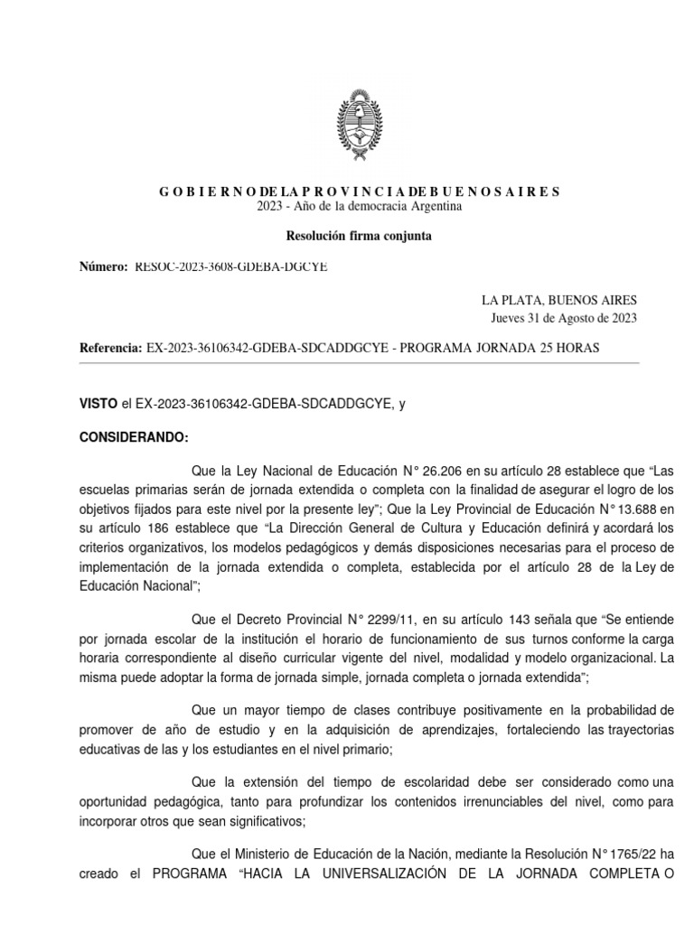 Res. DGCyE 3408-23. Prorroga Programa Jornada 25 Horas | Descargar ...