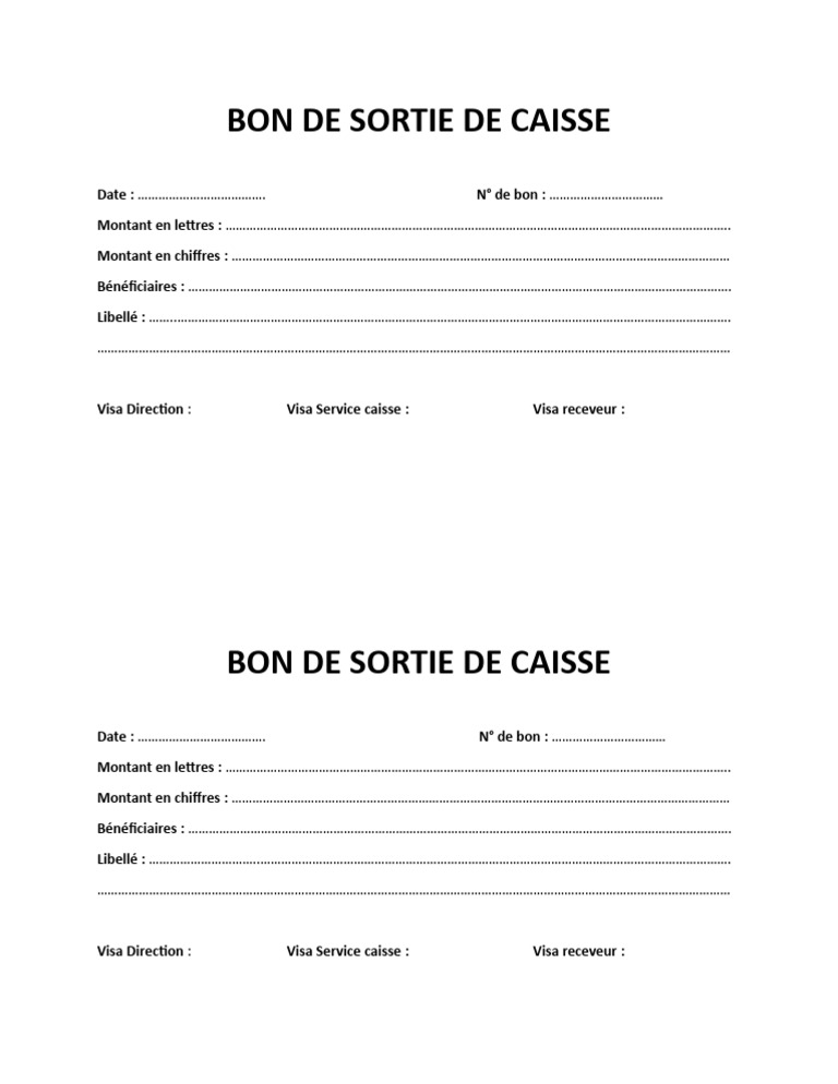 Hl-Modèle de Bon de Sortie de Caisse | PDF