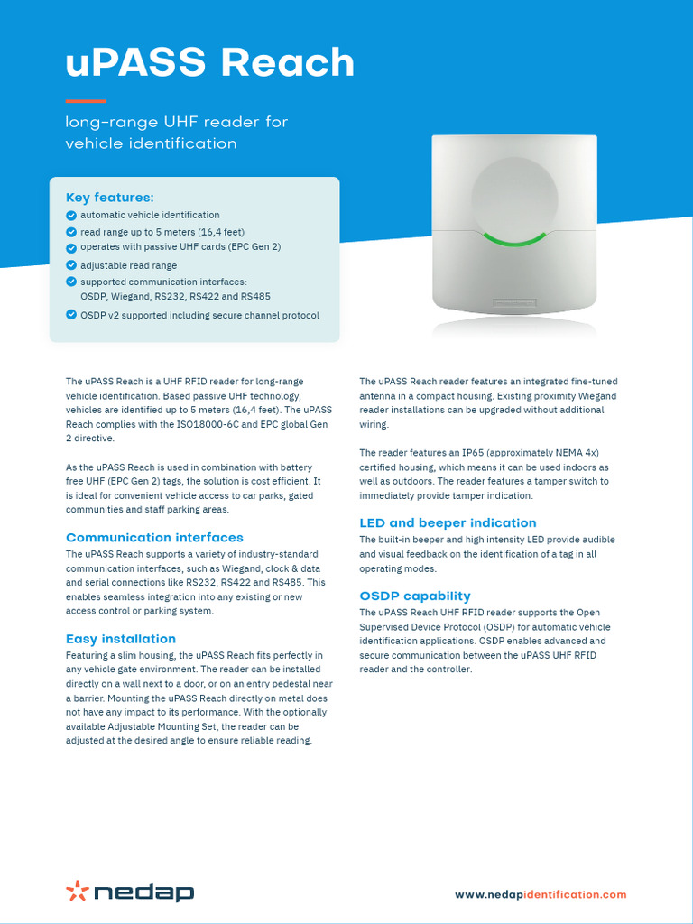 uPASS Reach | PDF | Radio Frequency Identification | Computer Science