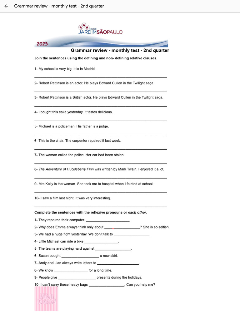 Grammar Review - Monthly Test - 2nd Quarter | PDF | Syntax | Grammar