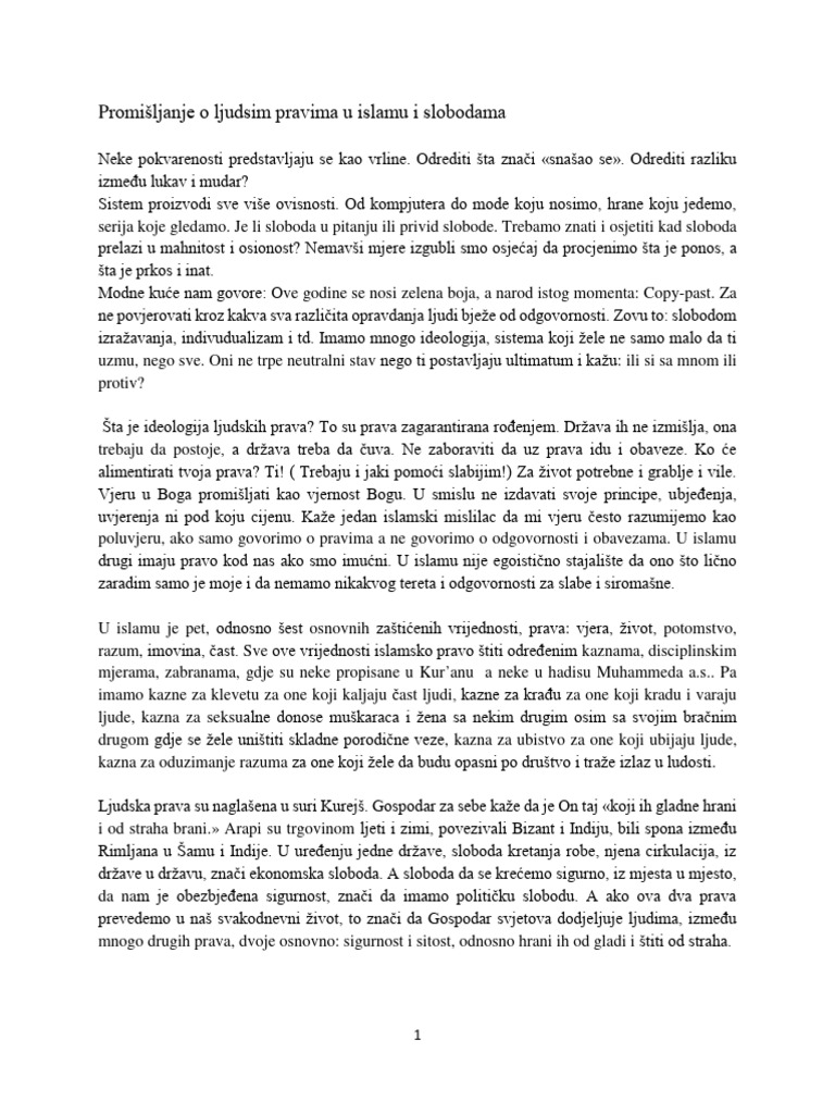 Ljudska Prava U Islamu I Slobode | PDF