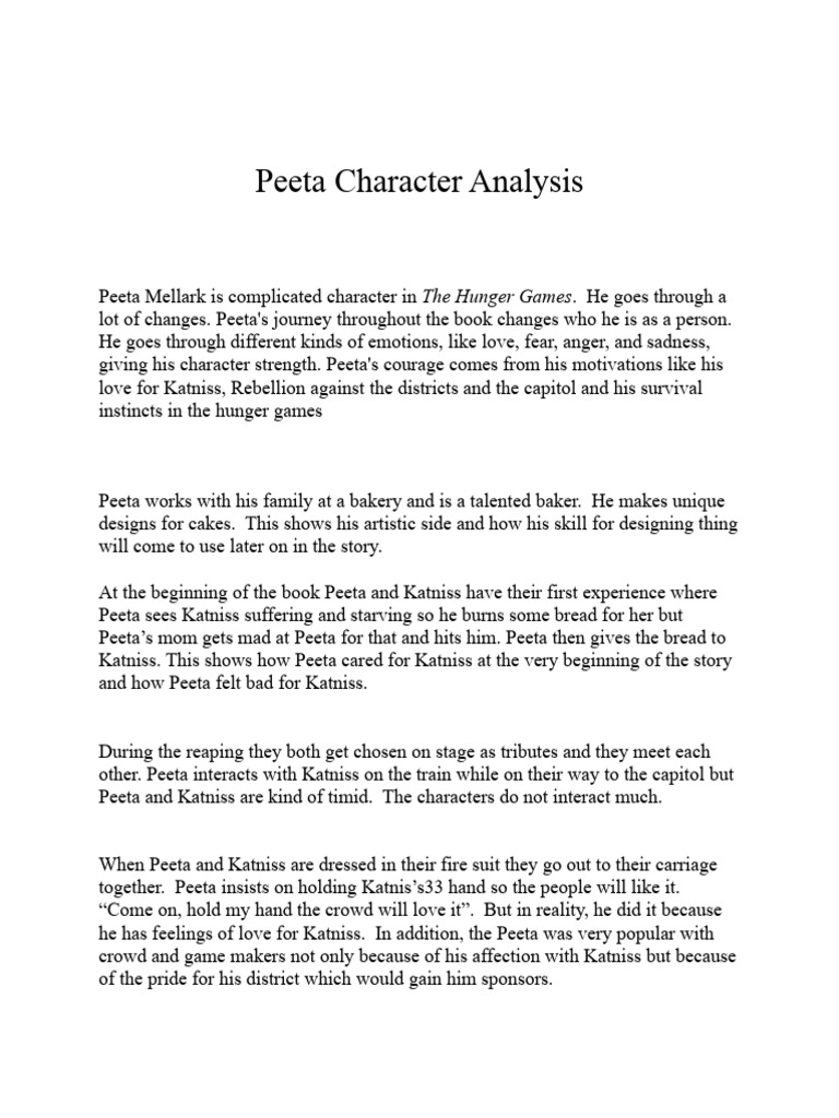 Peeta Character Analysis | PDF | The Hunger Games