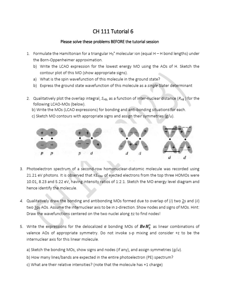 CH 111 Tutorial-6 | PDF