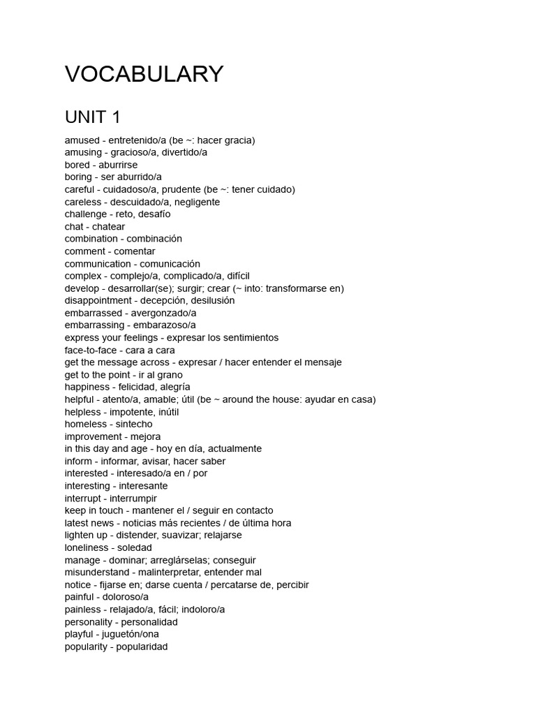 Vocabulario Ingles Pdf
