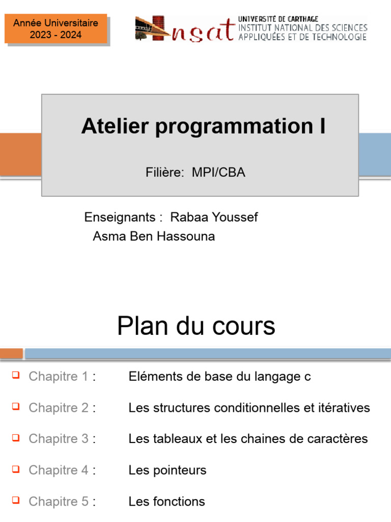 Chapitre 1 Eléments de Base Du Langage C 1 | PDF | C (Langage de programmation) | Programmation