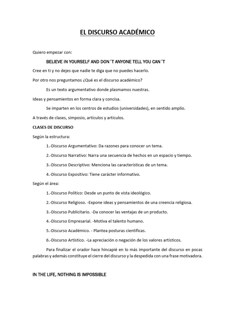 El Discurso Académico | PDF | Crecimiento personal y profesional