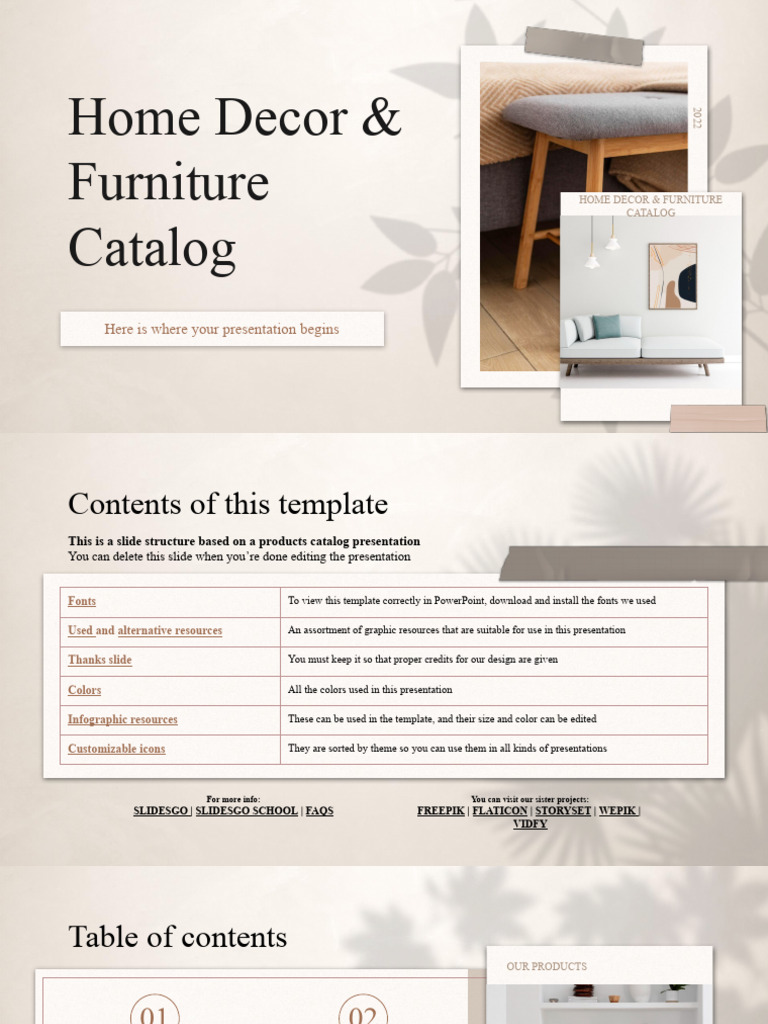 Home Decor & Furniture Catalog by Slidesgo | PDF | Planets | Saturn
