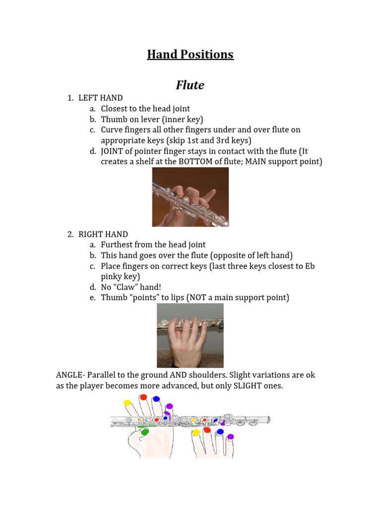 Hand Positions: Flute | PDF | Hand | Thumb