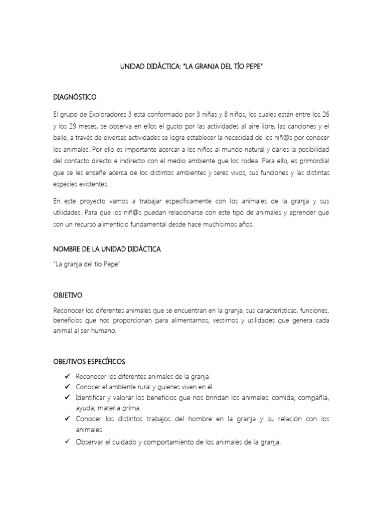 Unidad Didáctica La Granja | PDF