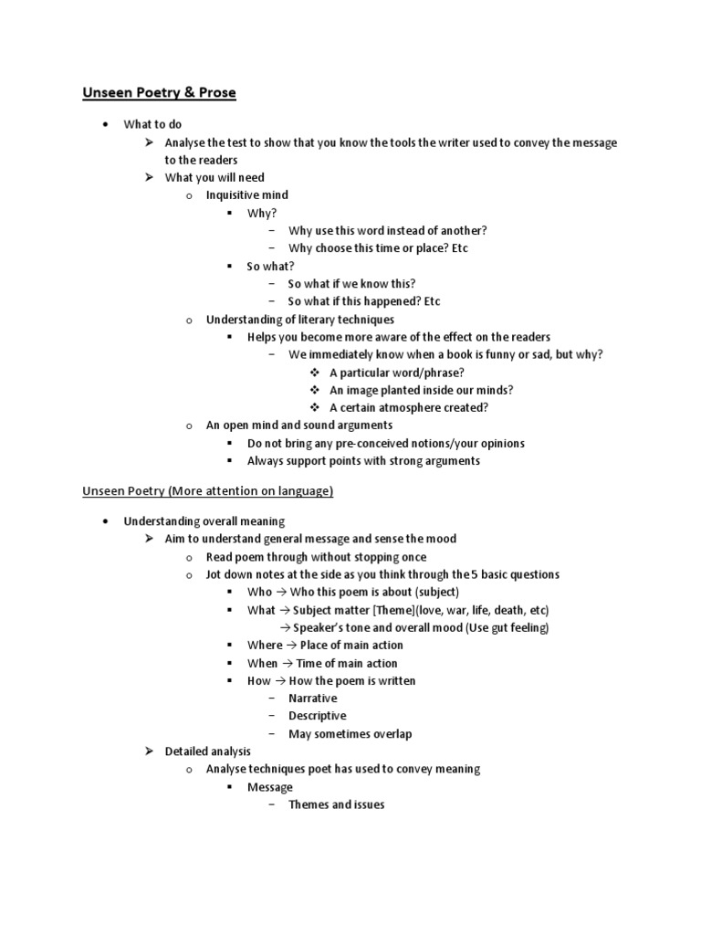 Unseen Poetry & Prose | PDF | Poetry | Cognitive Science