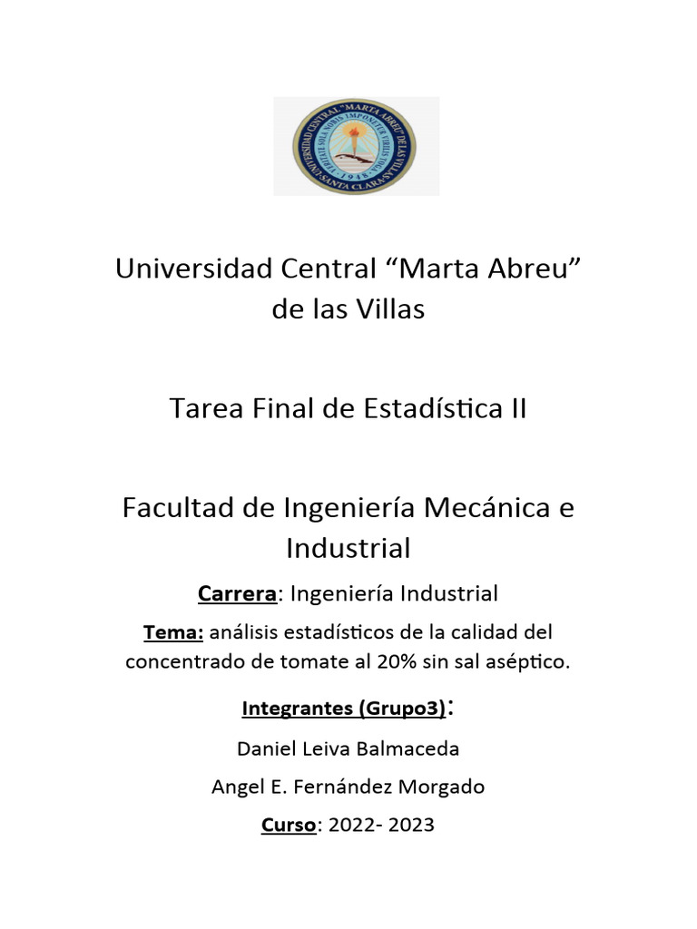 Tarea Final de Estadistica II | PDF