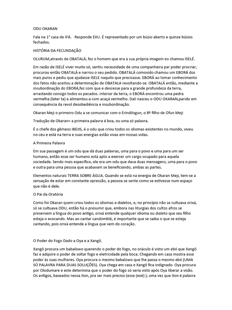 1 Aula - Okaran Meji o Primeiro Odu A Se Comunicar Com o Erindilogun ...