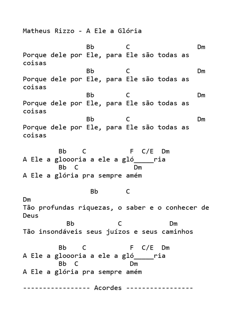 A Ele A Glória - Matheus Rizzo | PDF