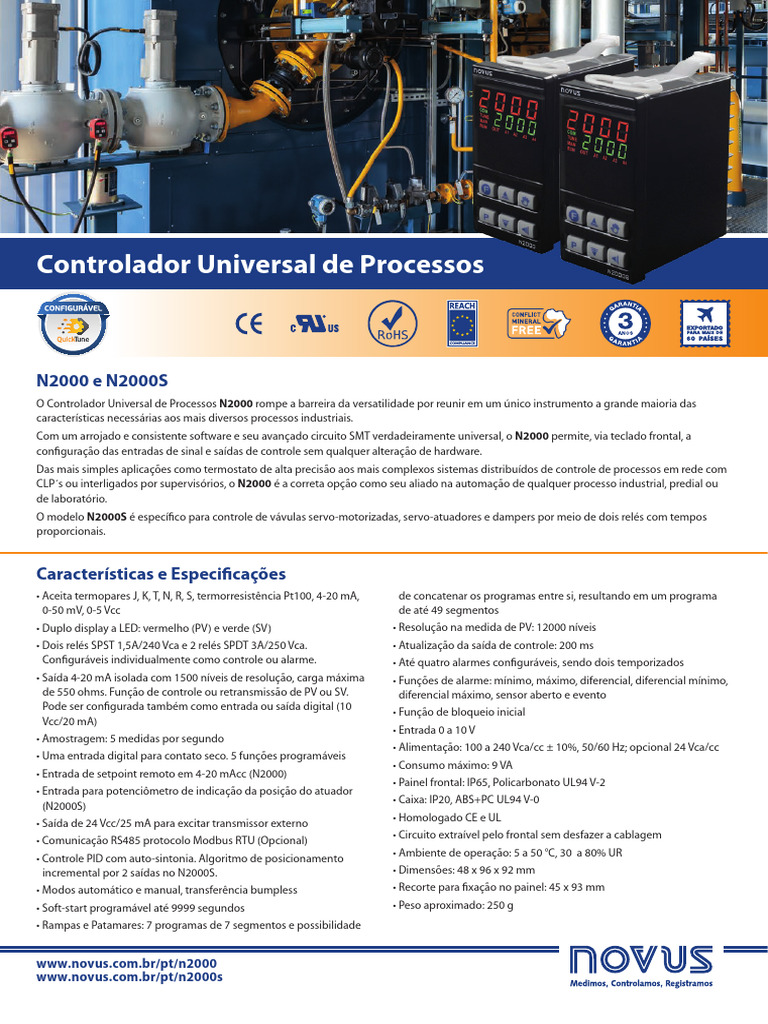 Controlador Universal de Processos n2000 n2000s Folheto Comercial PT ...
