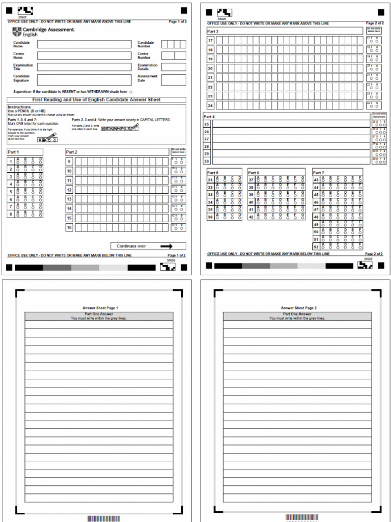Fce Answer Sheets | PDF