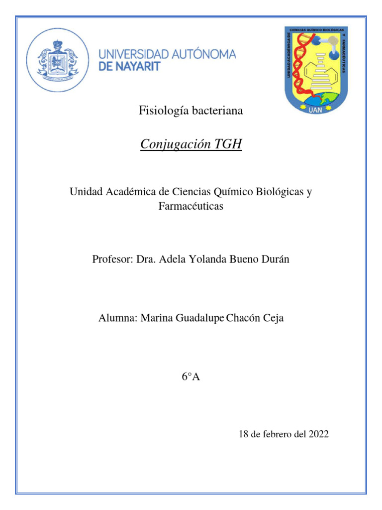 Conjugación TGH: Fisiología Bacteriana | PDF | Replicación De Adn | Plásmido