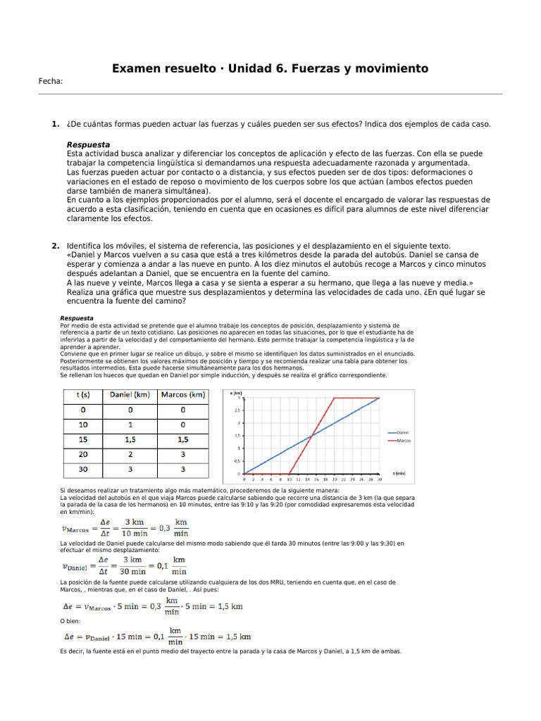 Examen Resuelto: Fuerzas y Movimiento | PDF | Velocidad | Aceleración