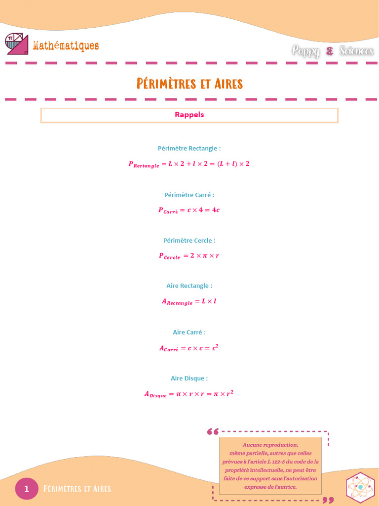 6eme Perimetres Et Aires | PDF | Zone | Nombre