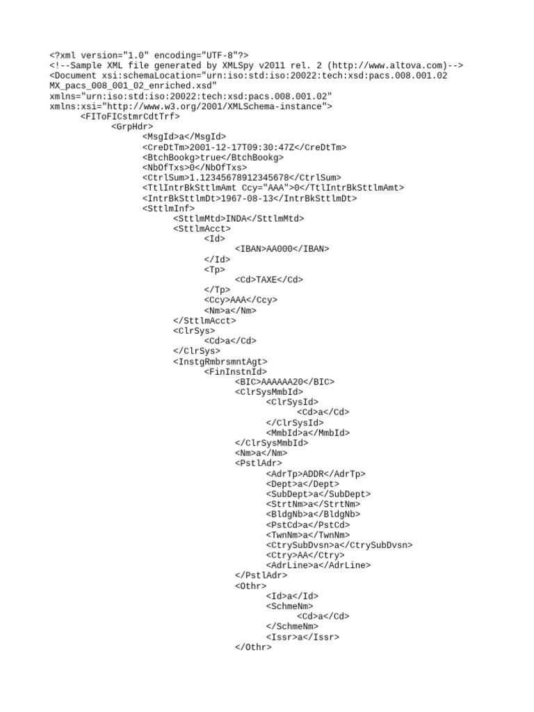 Sample Pacs.008 | PDF | Technology & Engineering