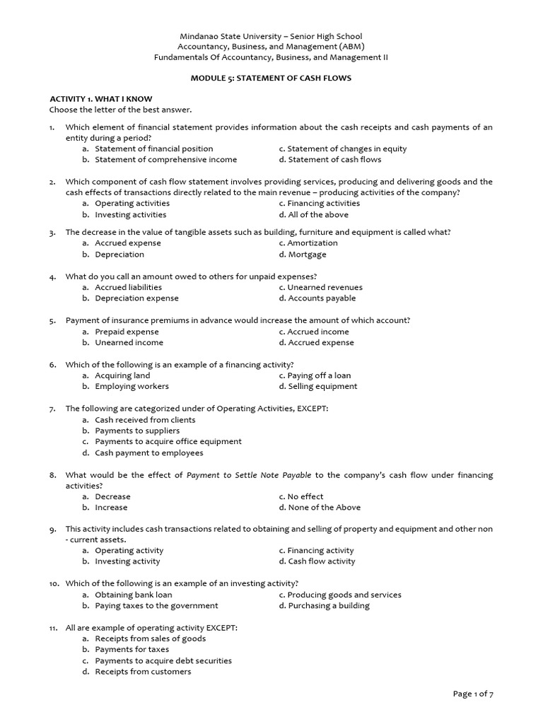 FABM2 Module 5. Statement of Cash Flows | PDF | Cash Flow Statement ...