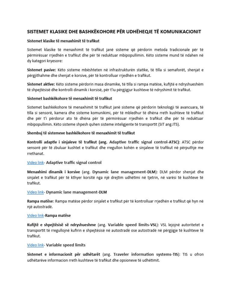 Sistemet Klasike Të Menaxhimit Të Trafikut Janë Sisteme Që P | PDF