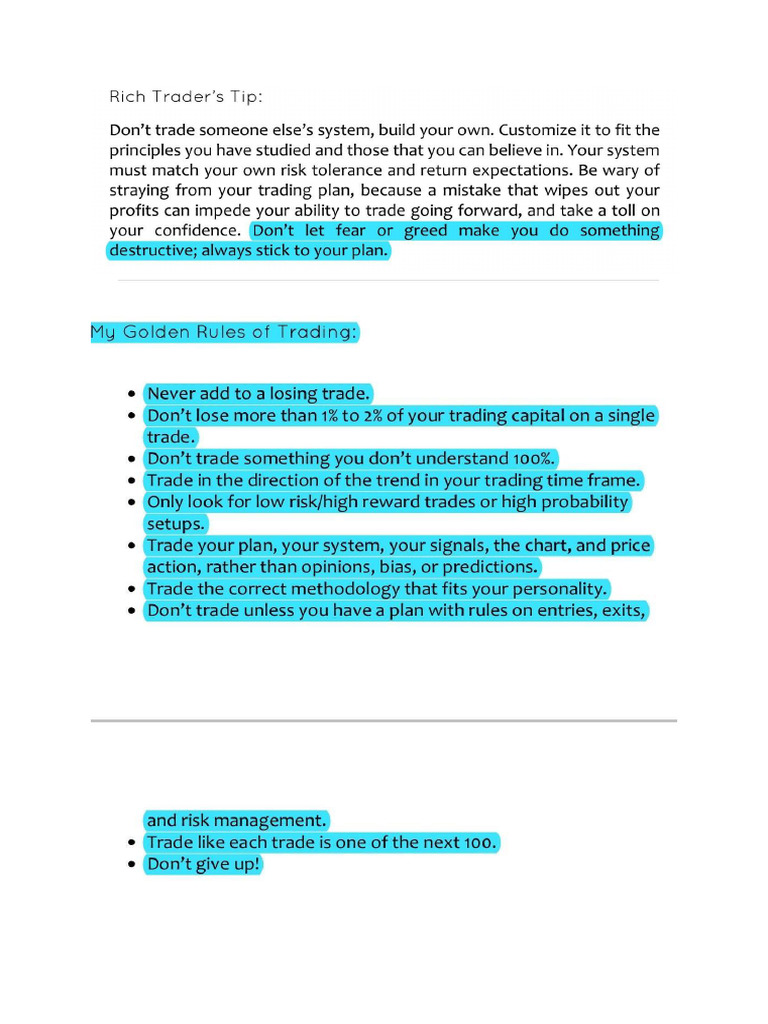Summary New Trader Rich Trader | PDF