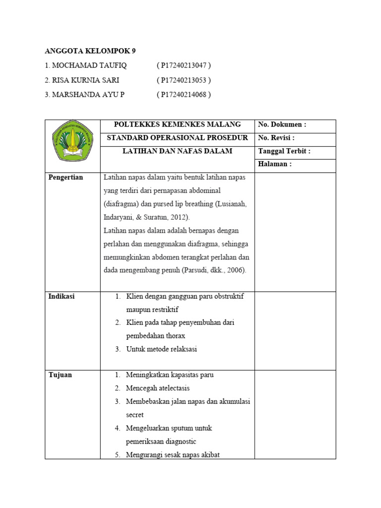 Sop KMB Ii Kelompok 9 | PDF