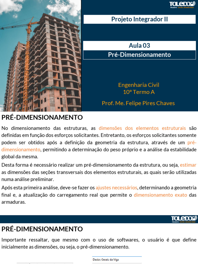 Aula 03 - Pré-Dimensionamento - PITGII | PDF | Viga | Programas