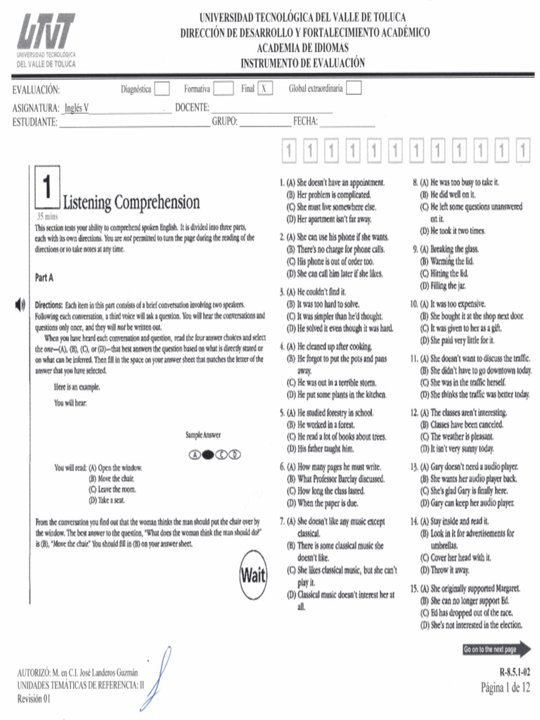 Examen & Answer Key | PDF