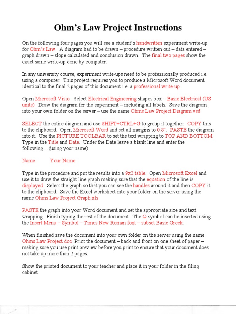 Ohms Law Project | PDF | Electrical Resistance And Conductance ...