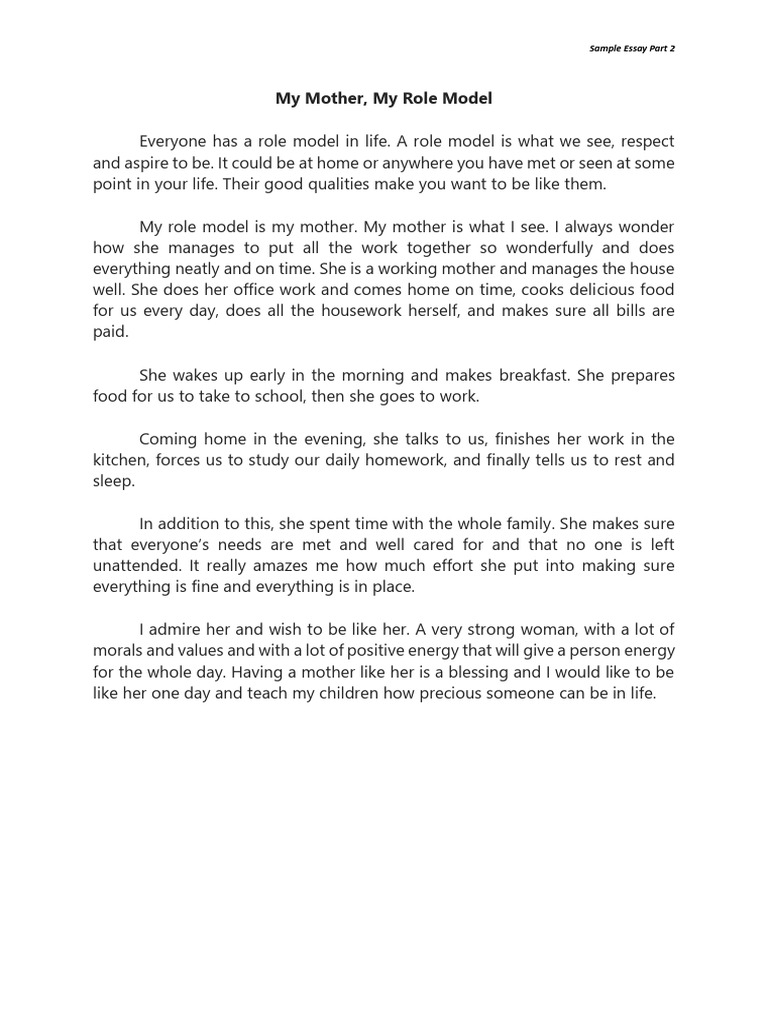 My Mother My Role Model Part 2 | PDF