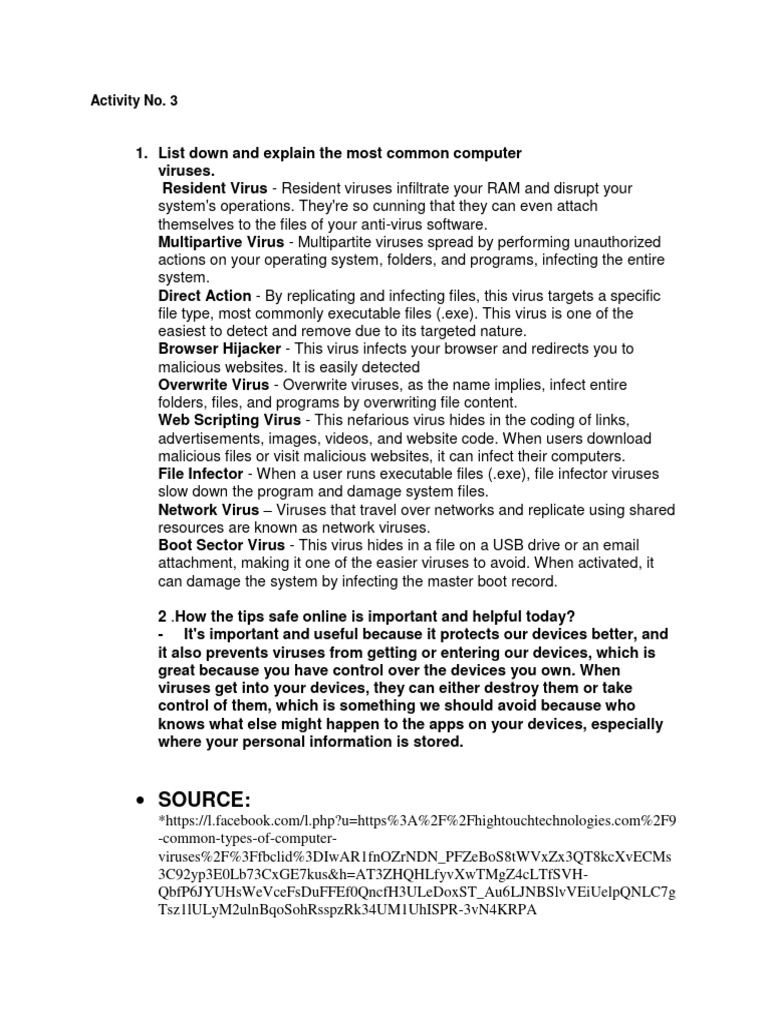 Activity No 3 | PDF | Computer Virus | Computer File