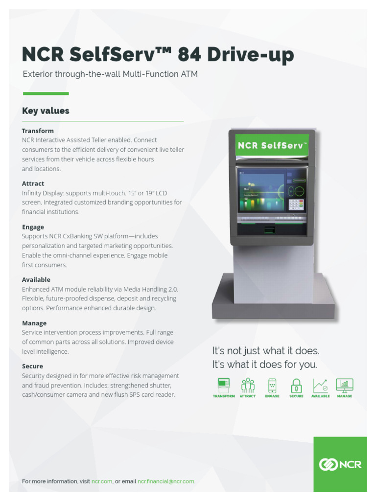 Banking Intelligent Deposit Atms NCR Selfserv 84 Drive Up | PDF ...
