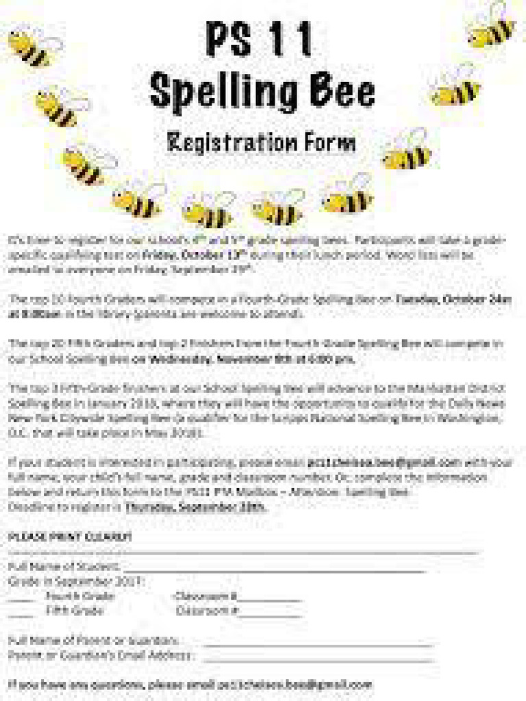 Spelling Bee Registration | PDF