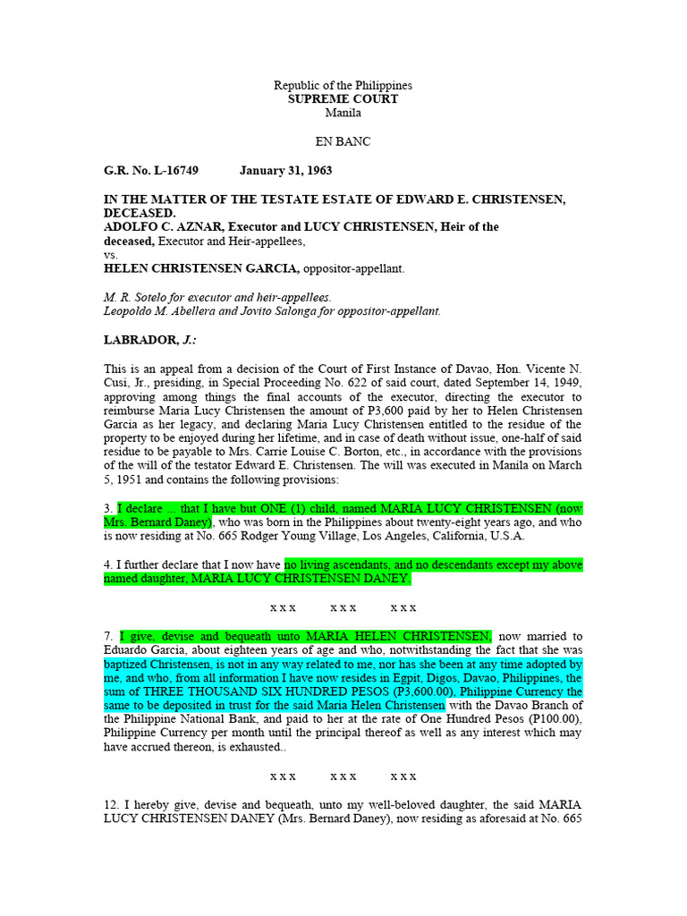 Christensen Case Study | PDF | Will And Testament | Intestacy