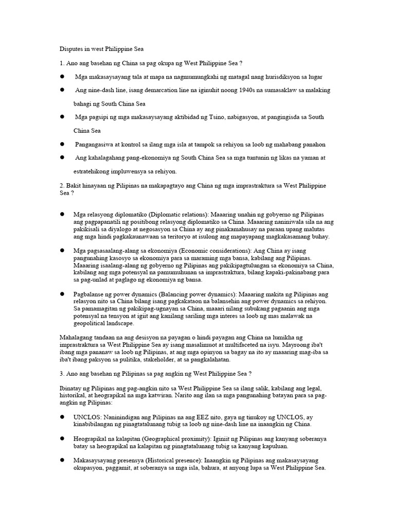 Disputes In West Philippine Sea Pdf