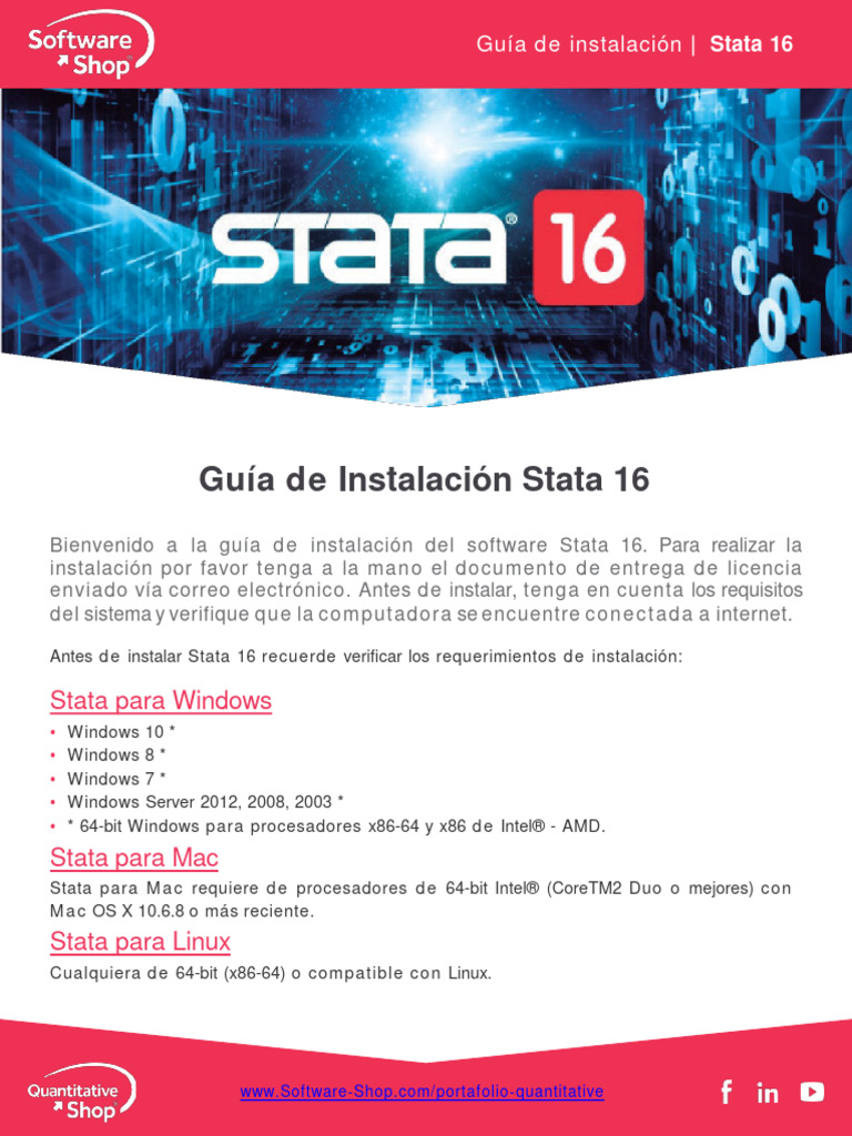 Guia Stata 16 Instalacion | PDF | Computación de 64 bits | Plataformas ...