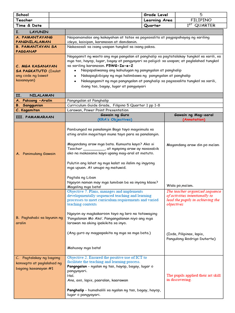 DLP Filipino 5 | PDF