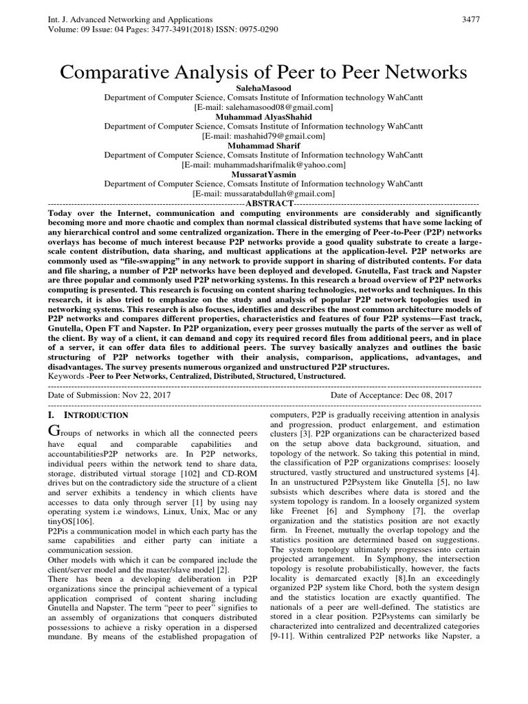 Comparative Analysis of Peer To Peer Networks | PDF | Peer To Peer ... Comparative Analysis of Peer To Peer Networks | PDF | Peer To Peer ...