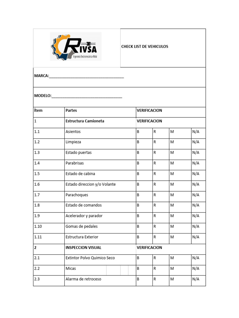 Check List de Vehiculos | Descargar gratis PDF | Sedanes | Carros ...