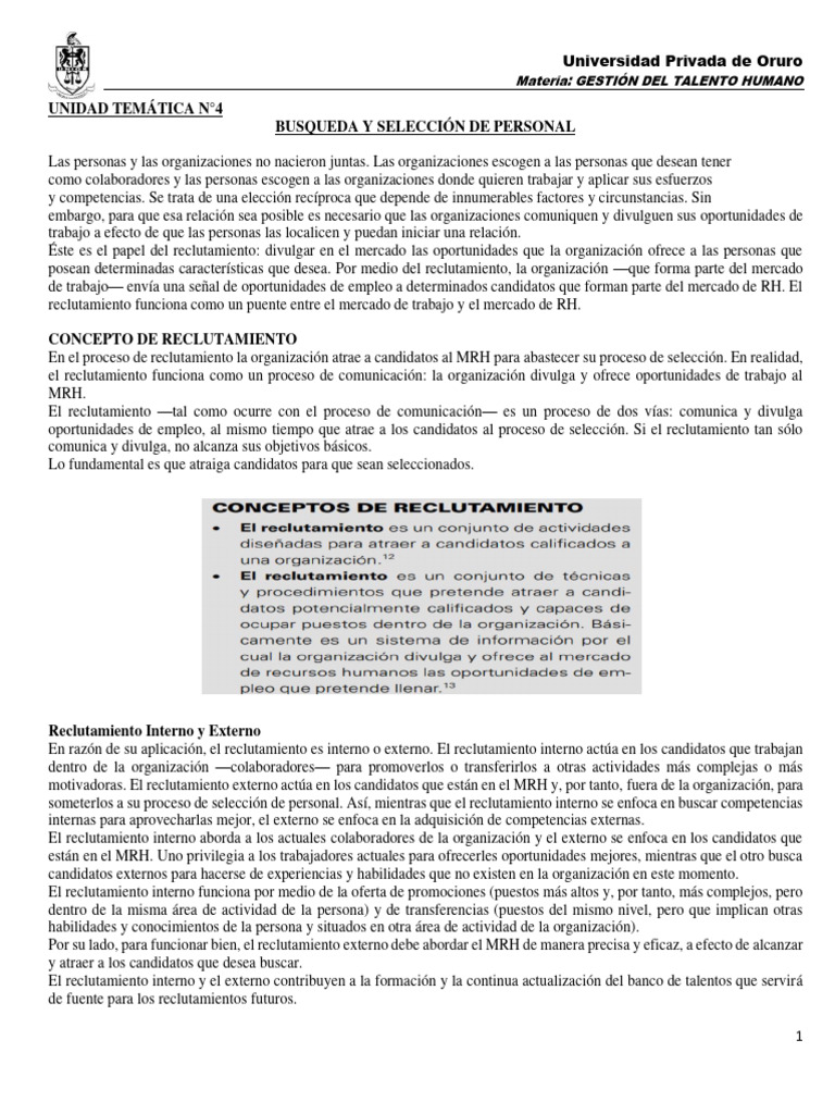 4. BUSQUEDA Y SELECCIÓN DE PERSONAL | PDF | Reclutamiento | Gestión de ...