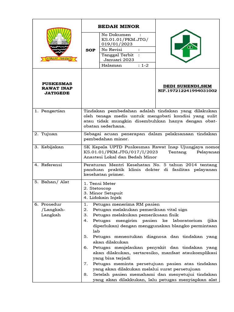 SOP - Bedah Minor | PDF