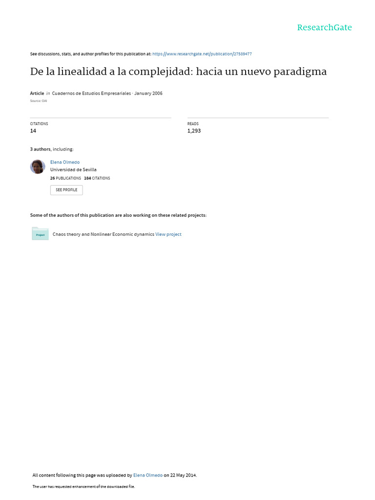 De La Linealidad A La Complejidad Hacia Un Nuevo Paradigma | PDF ...