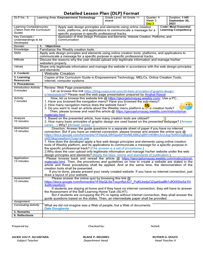 EMp. TEch DLL Week 3 September 20, 2023 | PDF | World Wide Web | Internet & Web