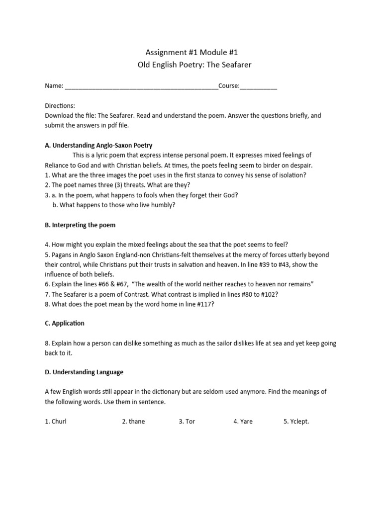 Assignment 1 - Module - 1 English American Lit | PDF