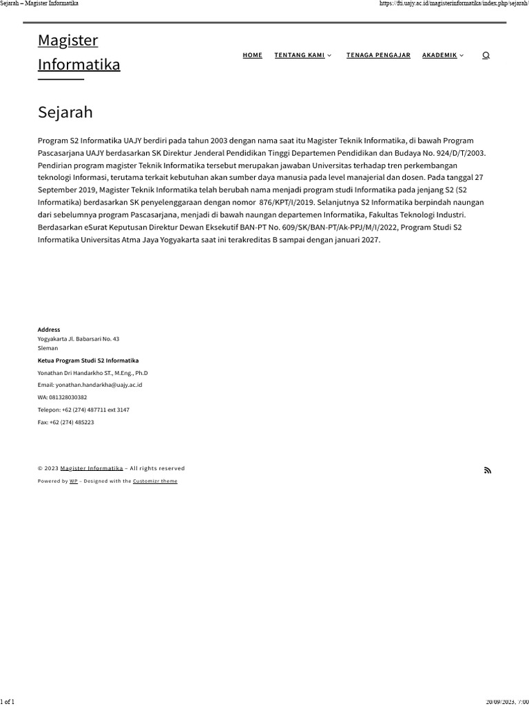 Sejarah - Magister Informatika | PDF