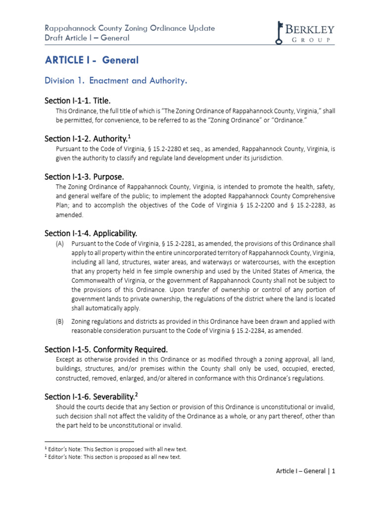 Rappahannock Zoning Ordinance Update | PDF | Code Of Virginia | Article ...